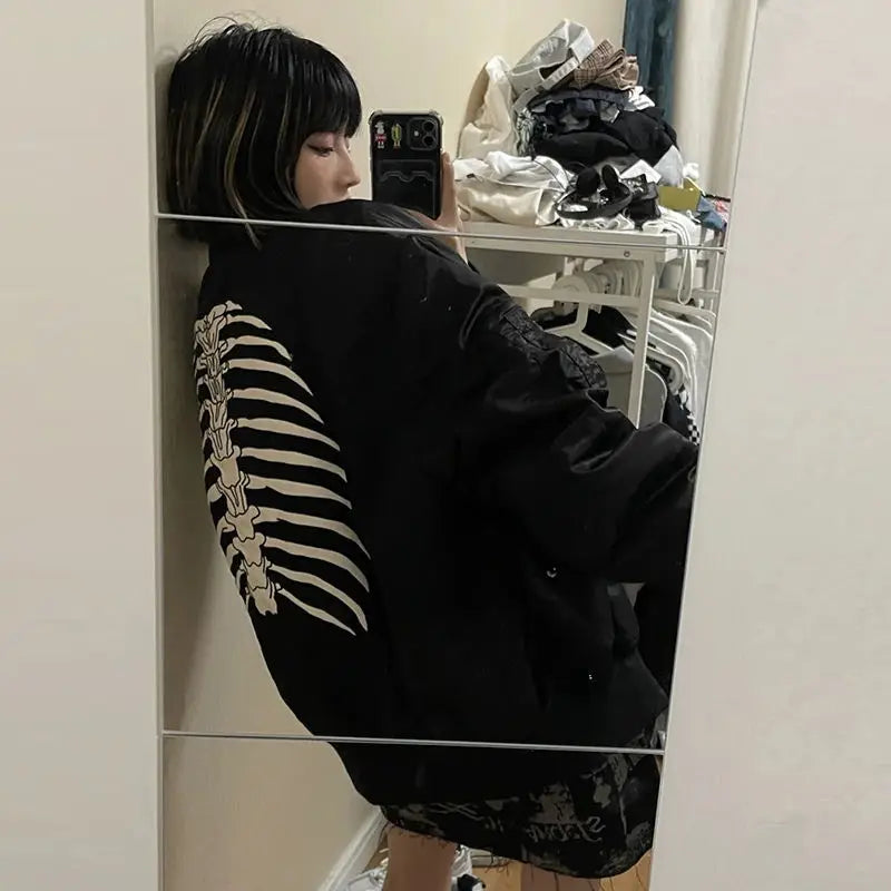 Womens Coats and Jackets Autumn High Street Hip Hop Baseball Coat Skul – wanahavit