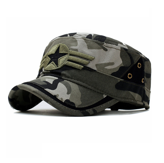 Star and Three Stripe Embroided Military Cap for unisex - wanahavit