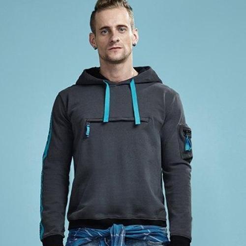 Two Color Contrast Cotton Hooded Sweatshirt with Pocket for men fashion ...