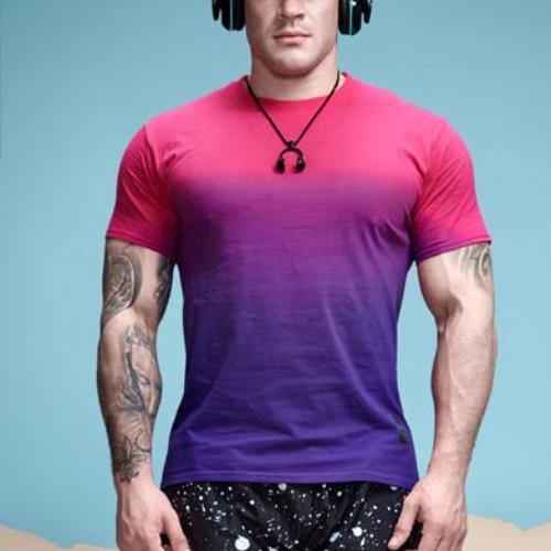 Cotton Gradient Print Crossfit Tees for men fashion & fitness - wanahavit