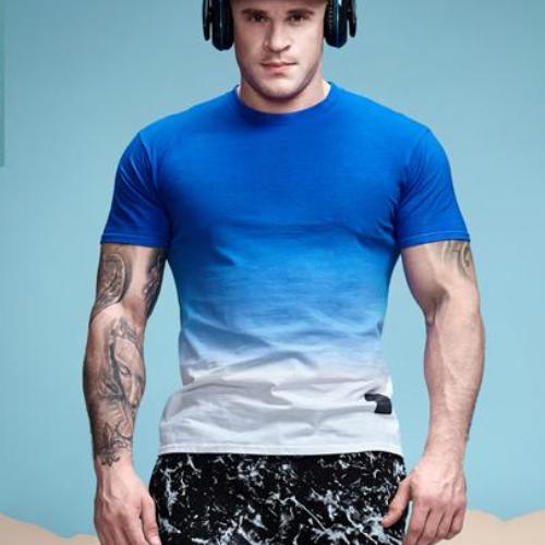 Cotton Gradient Print Crossfit Tees for men fashion & fitness - wanahavit