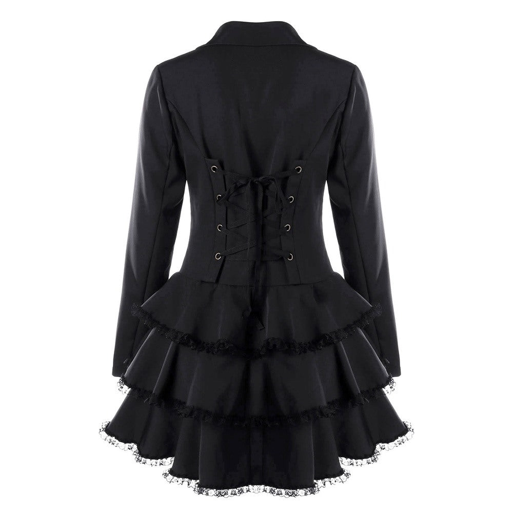 Gothic Lace Trench Ruffle Overcoat for women - wanahavit
