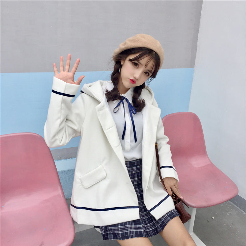 Loose Student Preppy Style Hooded Jacket for women - wanahavit