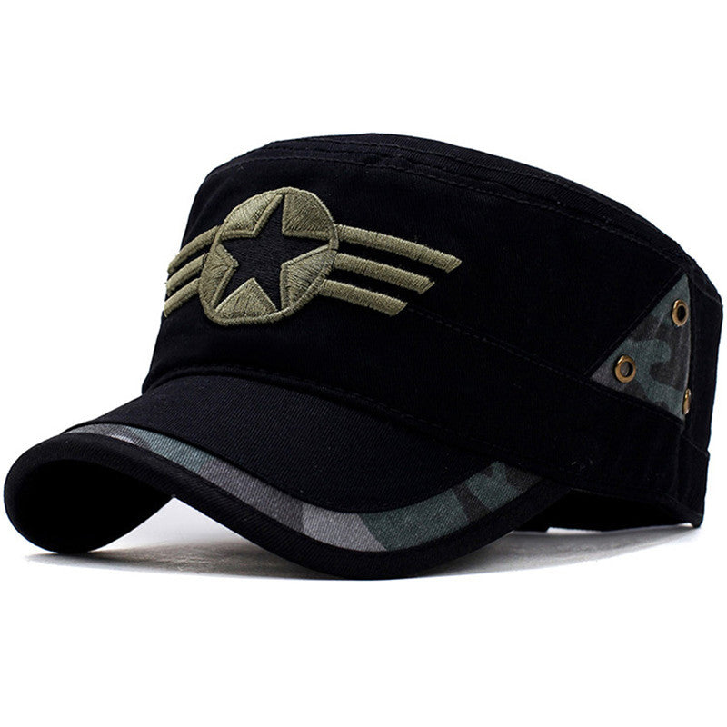 Star and Three Stripe Embroided Military Cap for unisex - wanahavit