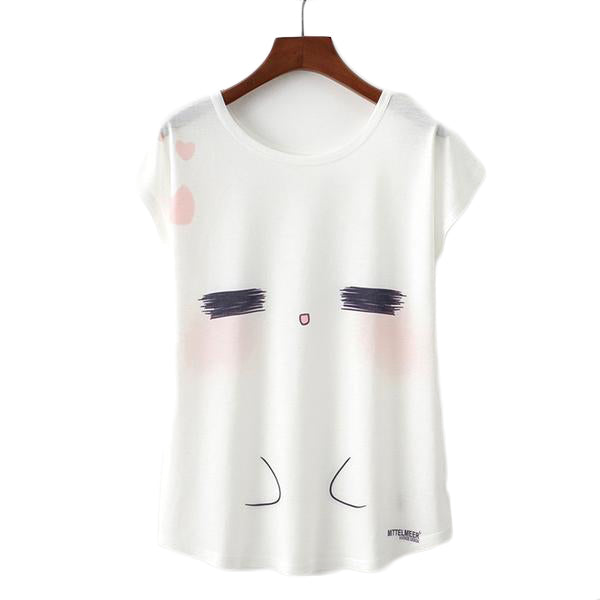 Cute Face Printed Tees for women - wanahavit