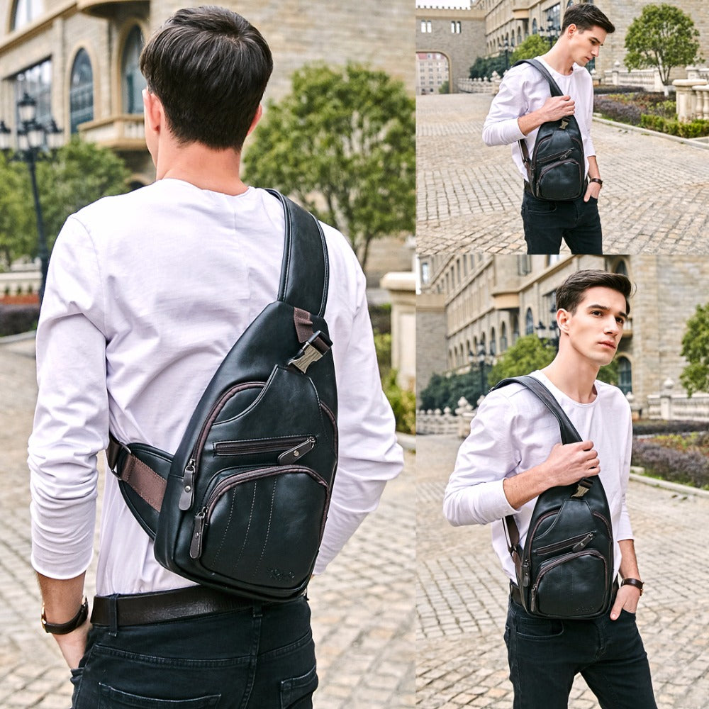 Large Size Snapper Leather Shoulder Bag for men - wanahavit