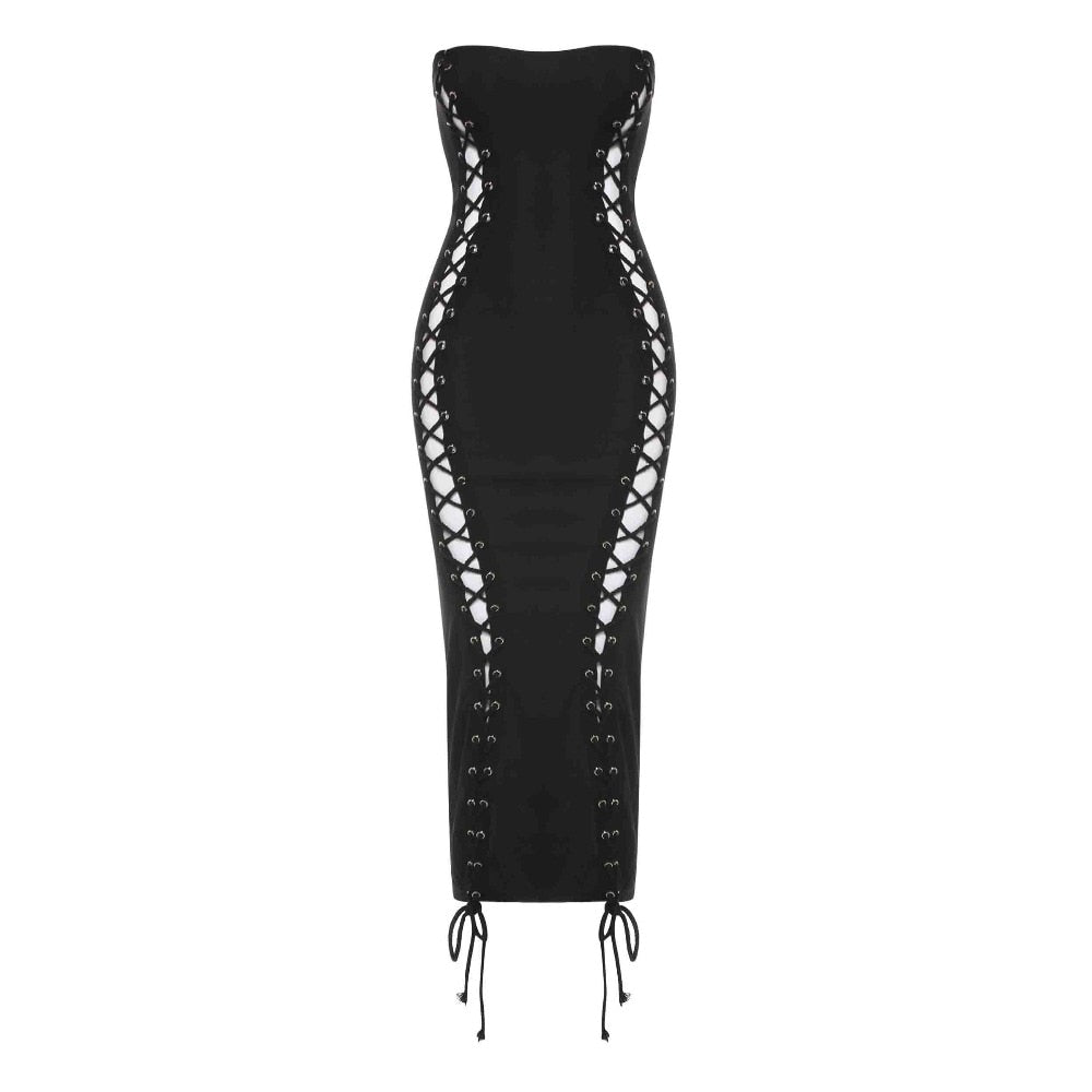 Gothic Bodycon Lace Up Dress for women - wanahavit