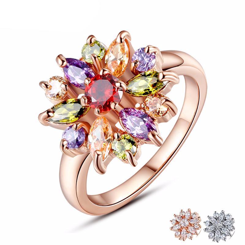 Gold Rings with Multicolor AAA Zircon for women - wanahavit