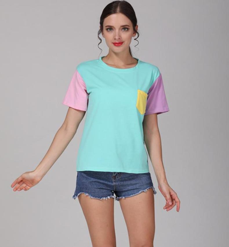 Cute Summer Style Color Contrast Tees for women - wanahavit